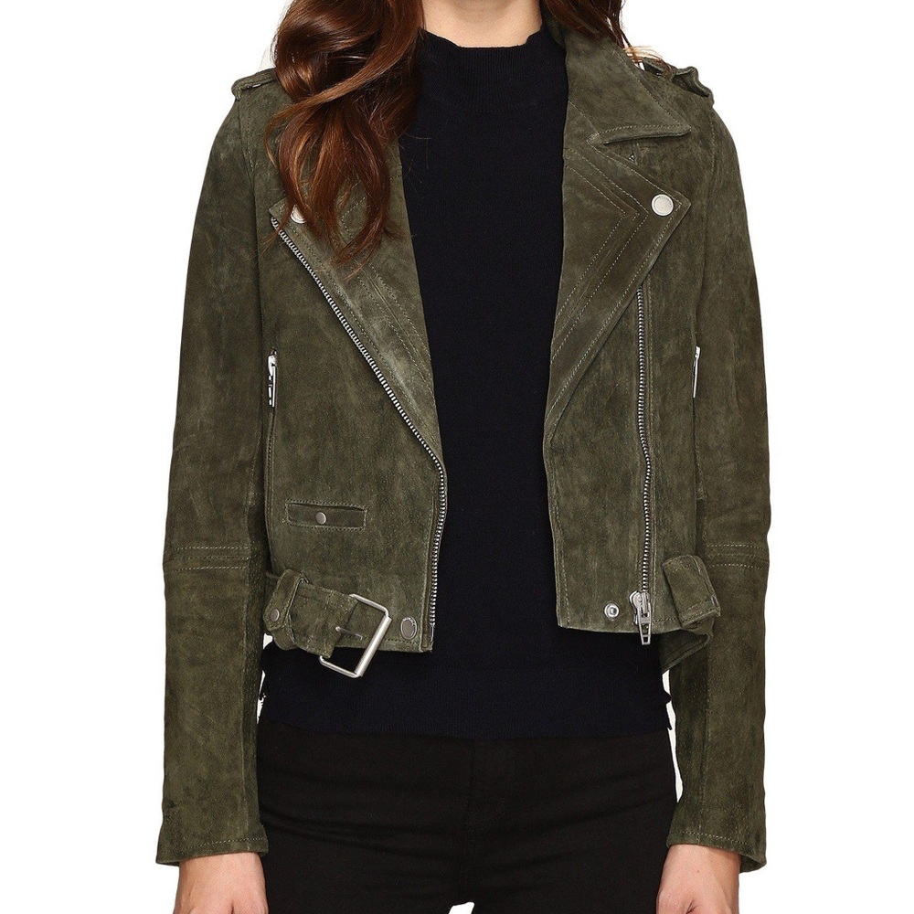 Blank Nyc Suede Moto Jacket In Olive Juice - Gem